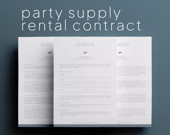 Party Supply Rental Contract, Party Rental Client Intake, Party Rental ...