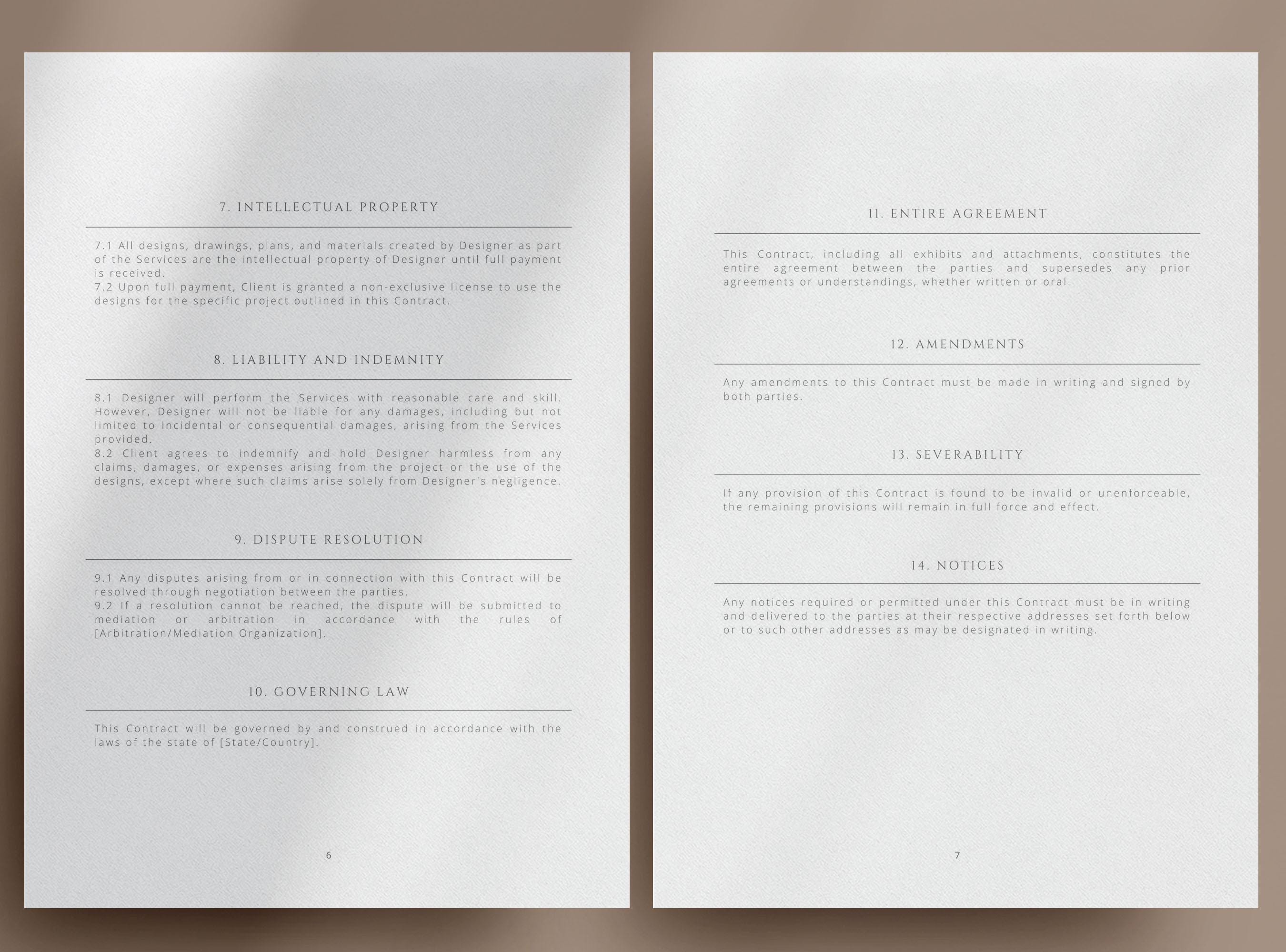 Interior Designer Client Contract Template: Editable Services Agreement ...