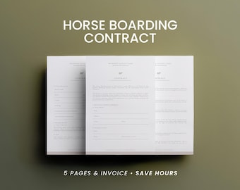 Editable Horse Boarding Contract Template, Single Equine Boarding Agreement Form, Printable ...