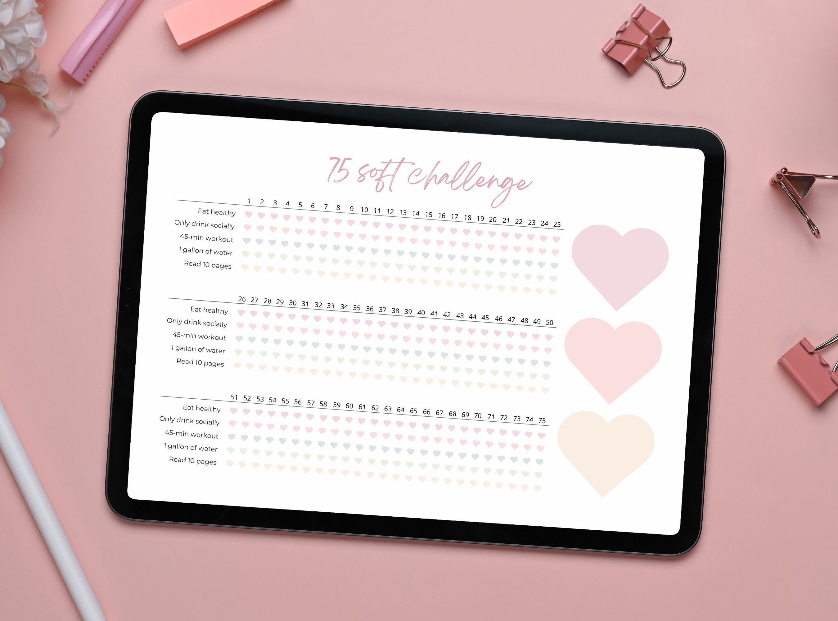 75 Soft Challenge Tracker: Printable Habit, Fitness & Self-care Journal ...