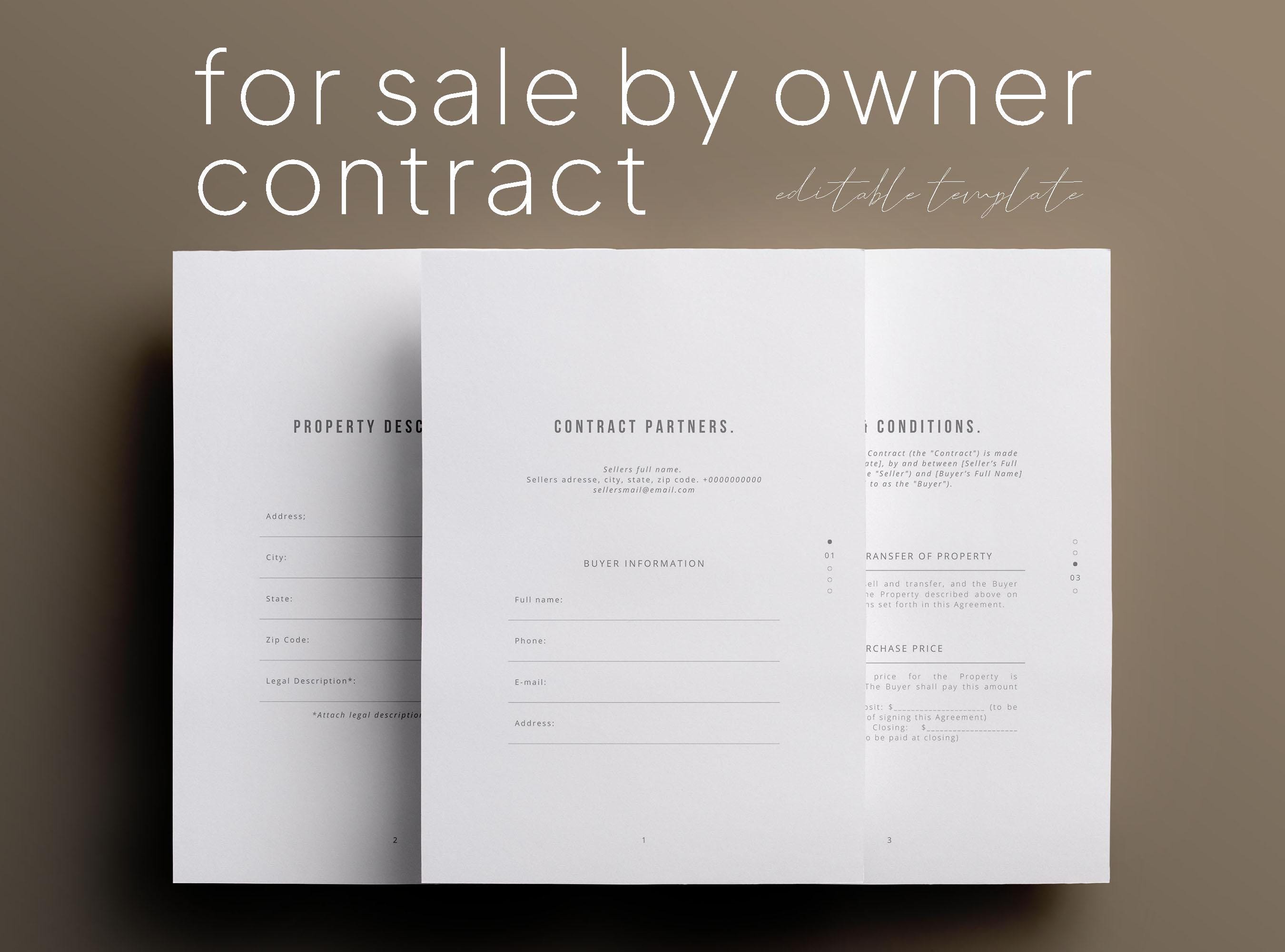For Sale by Owner Contract, Real Estate Services Agreement, Property ...