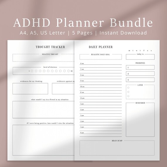 ADHD Planner Bundle A4 A5 US Letter Daily Planner - Etsy