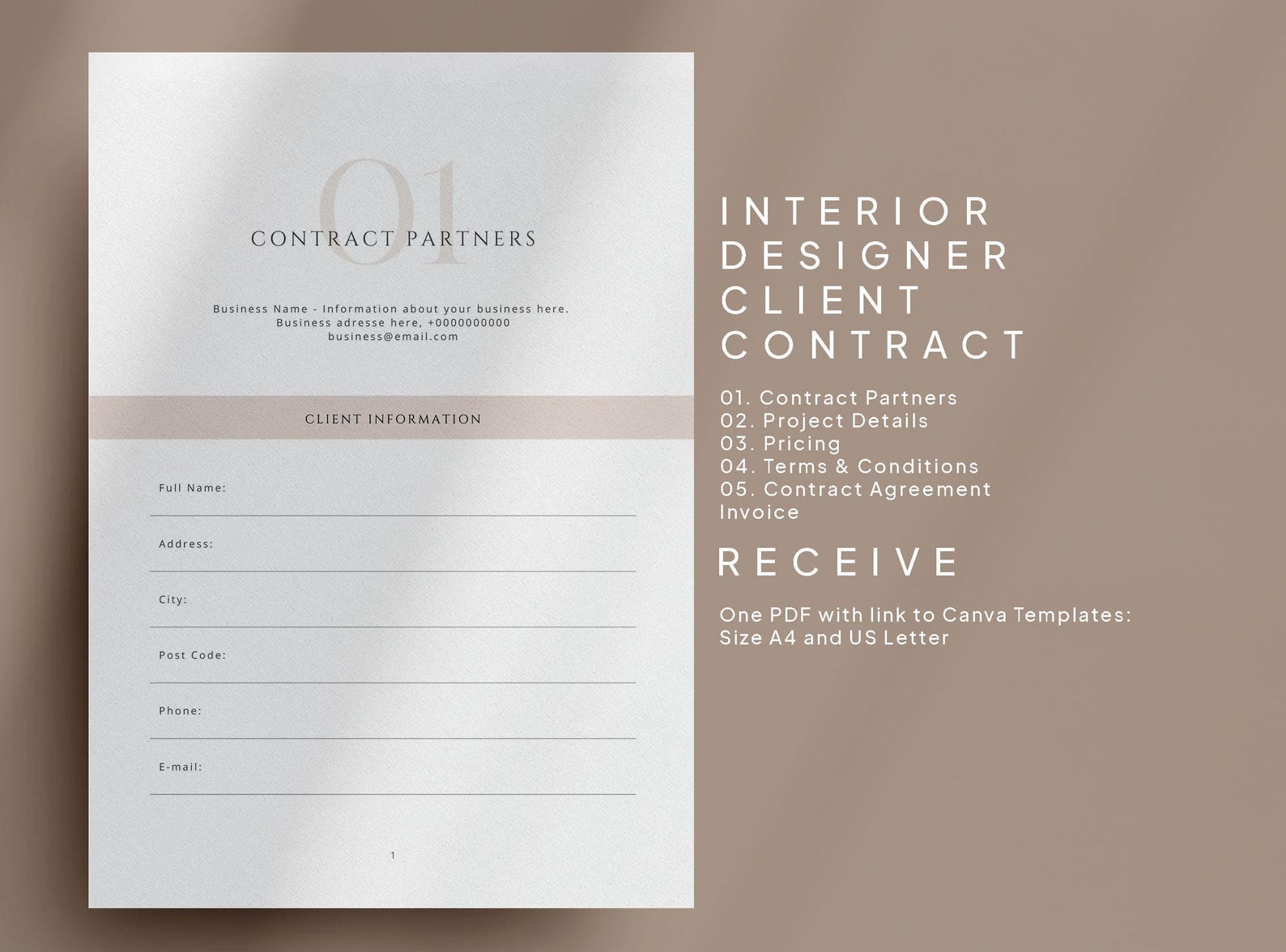 Interior Designer Client Contract Template: Editable Services Agreement ...