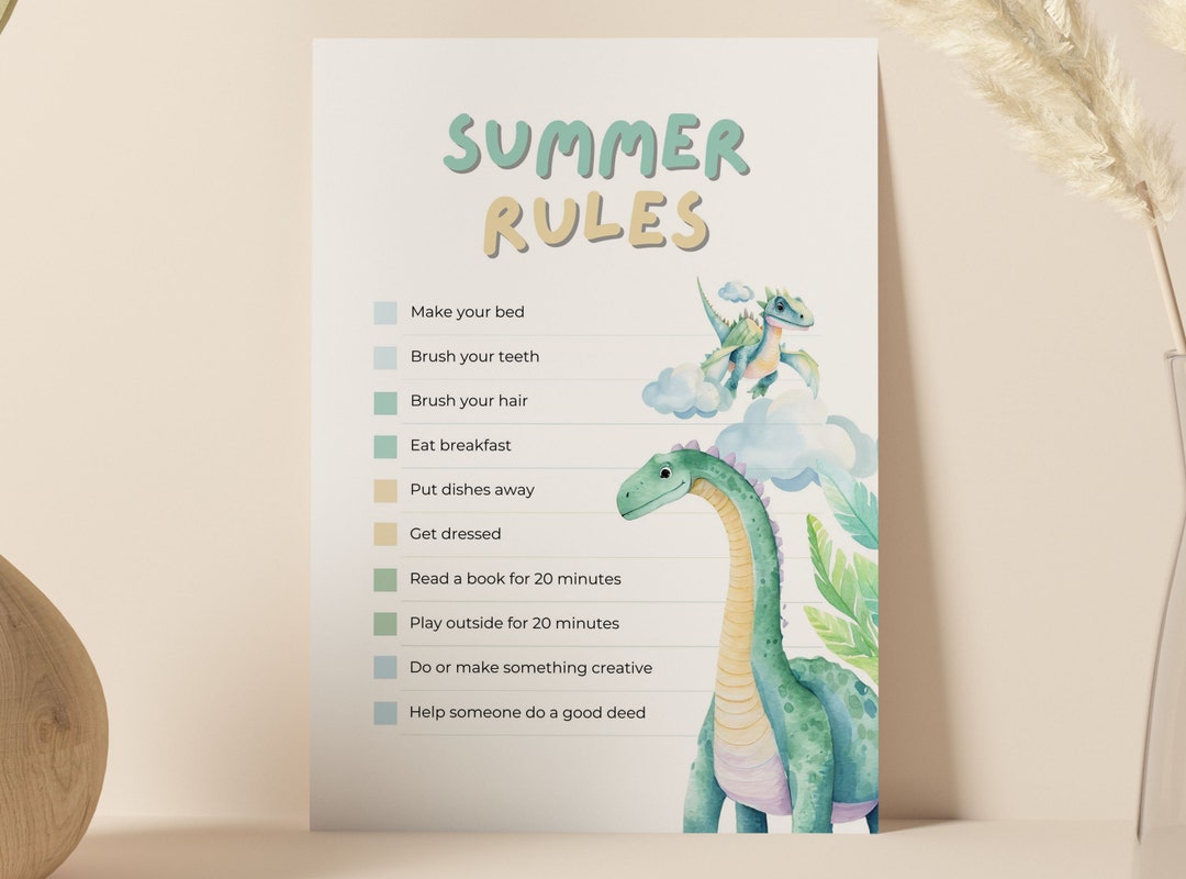 Editable Summer Rules, Printable Daily Checklist, Daily Routine ...