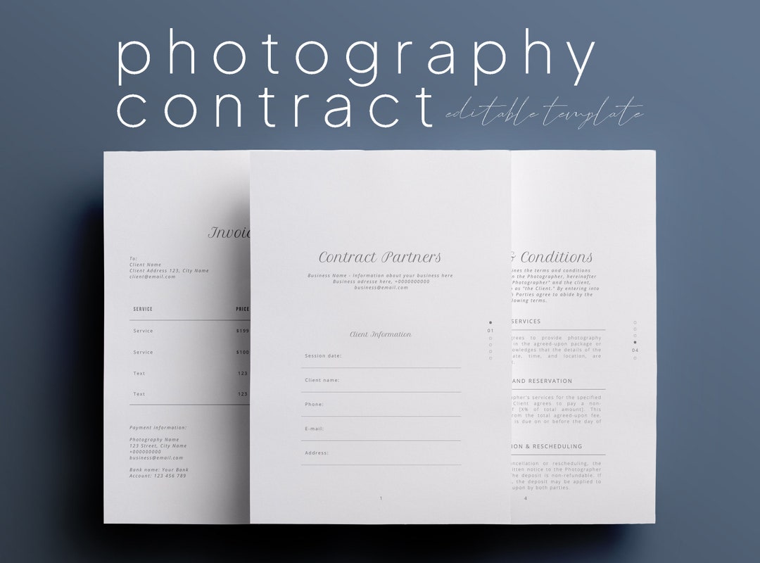 Photography Client Contract Template, Photography Forms, Client ...