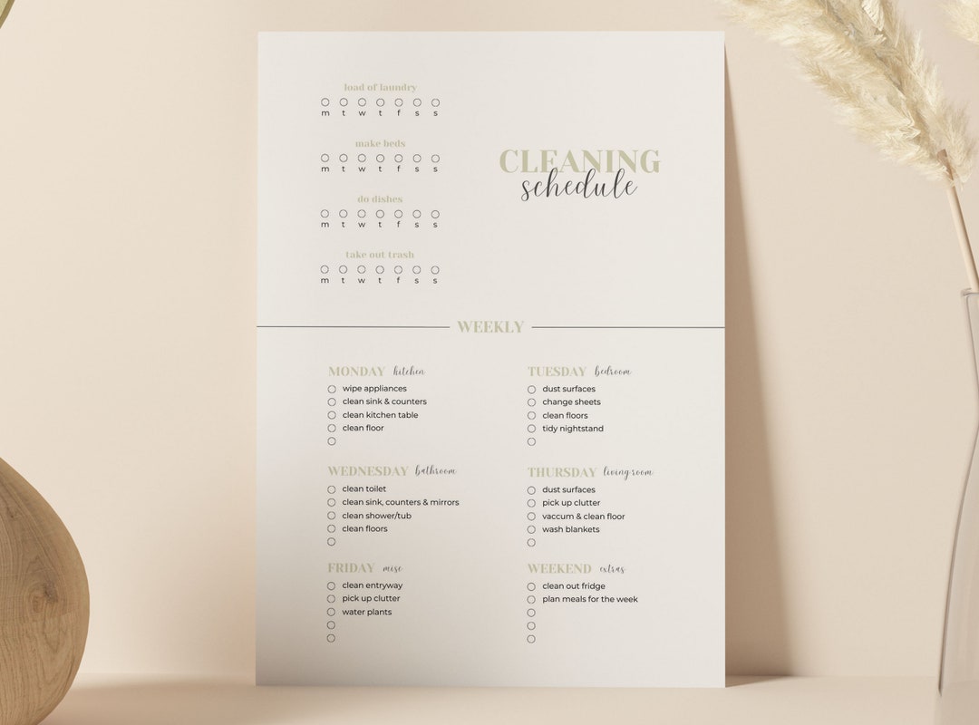 EDITABLE Cleaning Schedule | Size A3, A4, US Letter | Cleaning ...