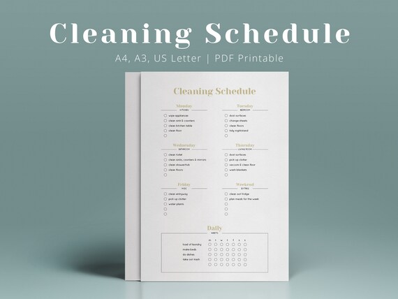 Cleaning Schedule Printable Size A3 A4 US Letter PDF - Etsy