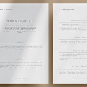 Bridal Hair Contract Template, Wedding Bridal Party Salon Services ...