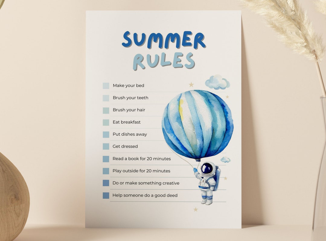 Editable Summer Rules, Printable Daily Checklist, Daily Routine ...