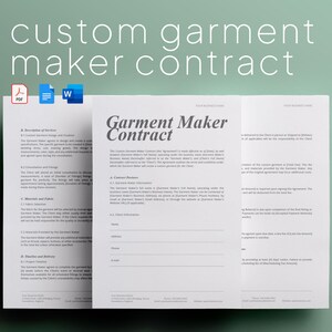 Custom Garment Contract, Tailor Made Clothing Agreement, Bespoke ...