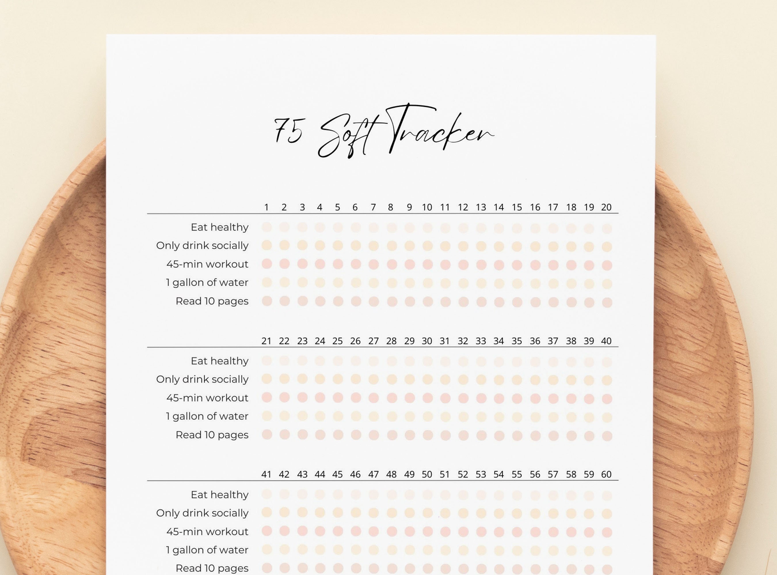 75 Soft Challenge, Tracker Template, Workout Plan, Self Care Challenge ...