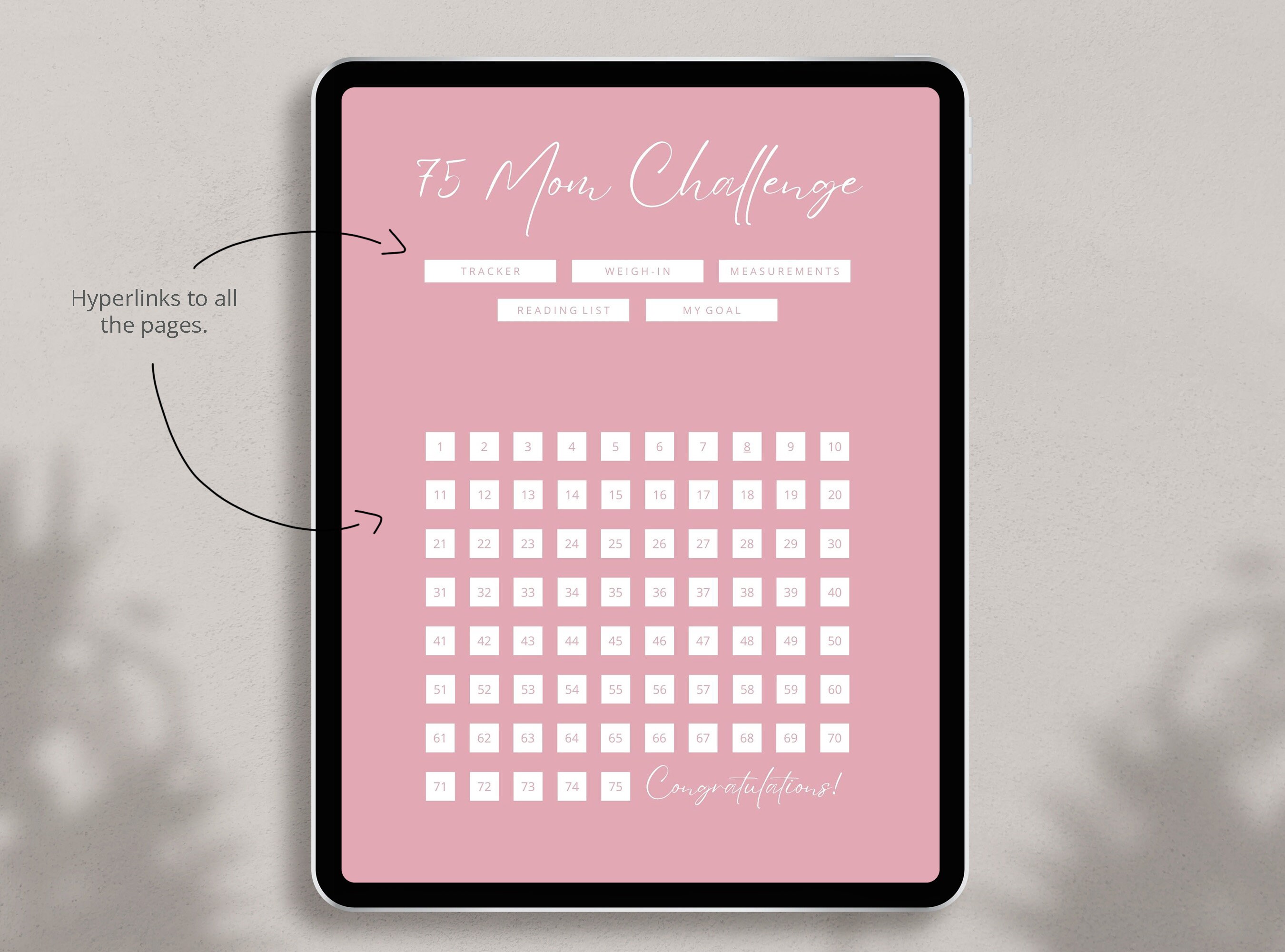 75 Mom Challenge, 75 Mom Tracker, Digital Tracker Template, Weight Loss ...