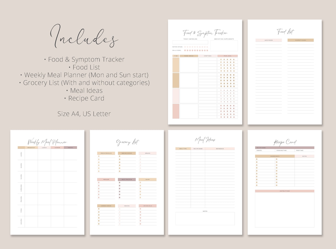 Food & Symptom Tracker Printable, IBS Tracker, Daily Food Diary, My ...