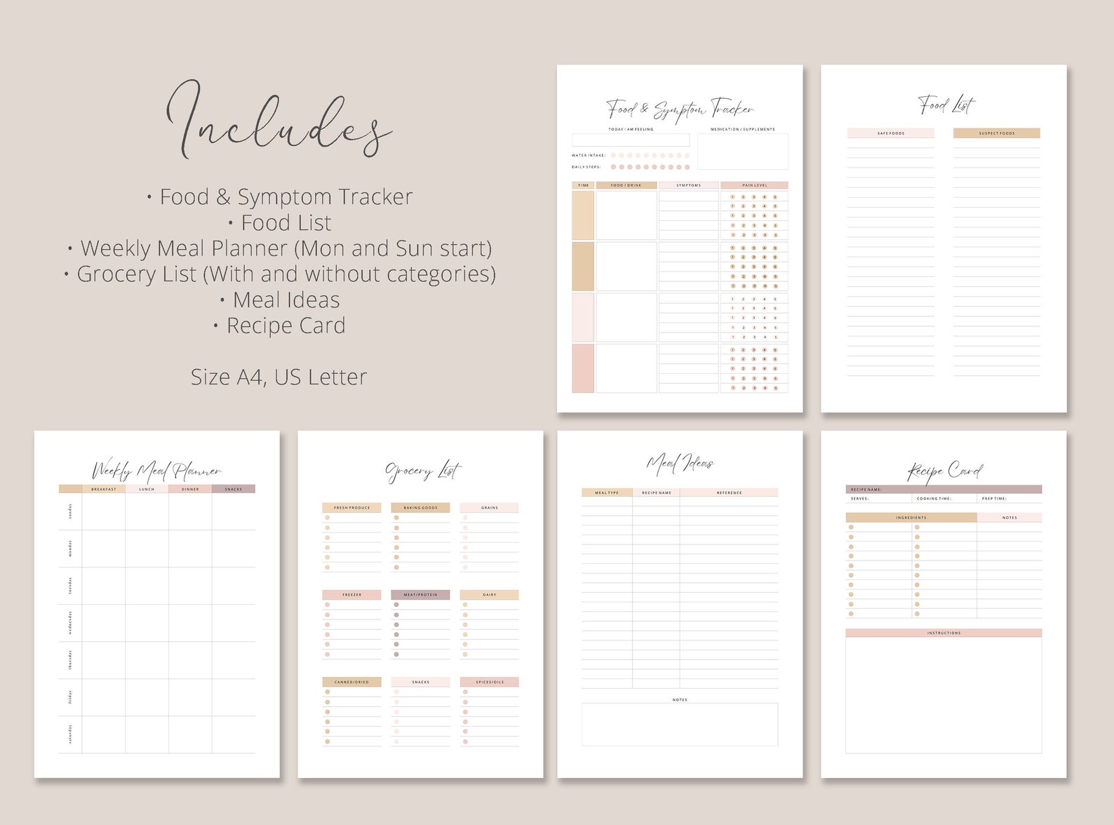 Food & Symptom Tracker Printable, IBS Tracker, Daily Food Diary, My ...