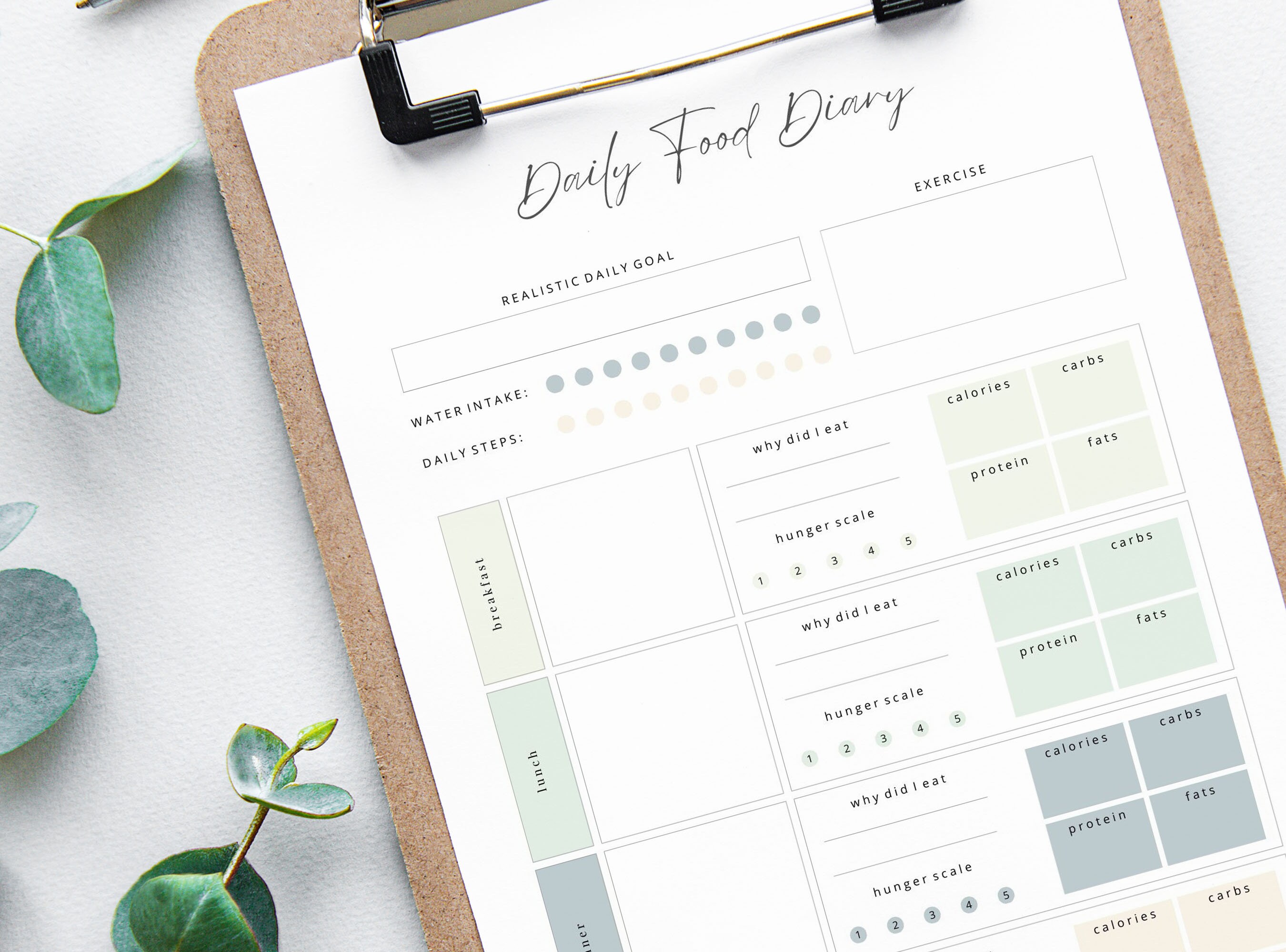Editable Daily Food Diary, Macro Tracker, Calorie Tracker, Food Log ...