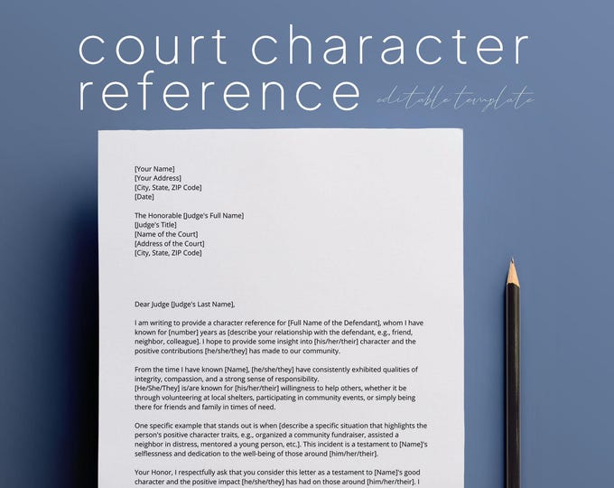 Character Reference Letter,court Character Letter,character ...