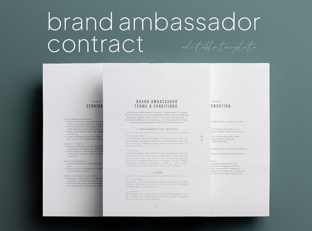 Brand Ambassador Contract, Social Media Influencer Services Agreement ...