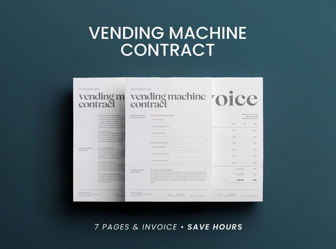Vending Machine Contract Template: Editable Lease & Rental Agreement Forms - Etsy