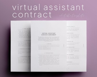 Editable Virtual Assistant Contract, Virtual Assistant Services ...