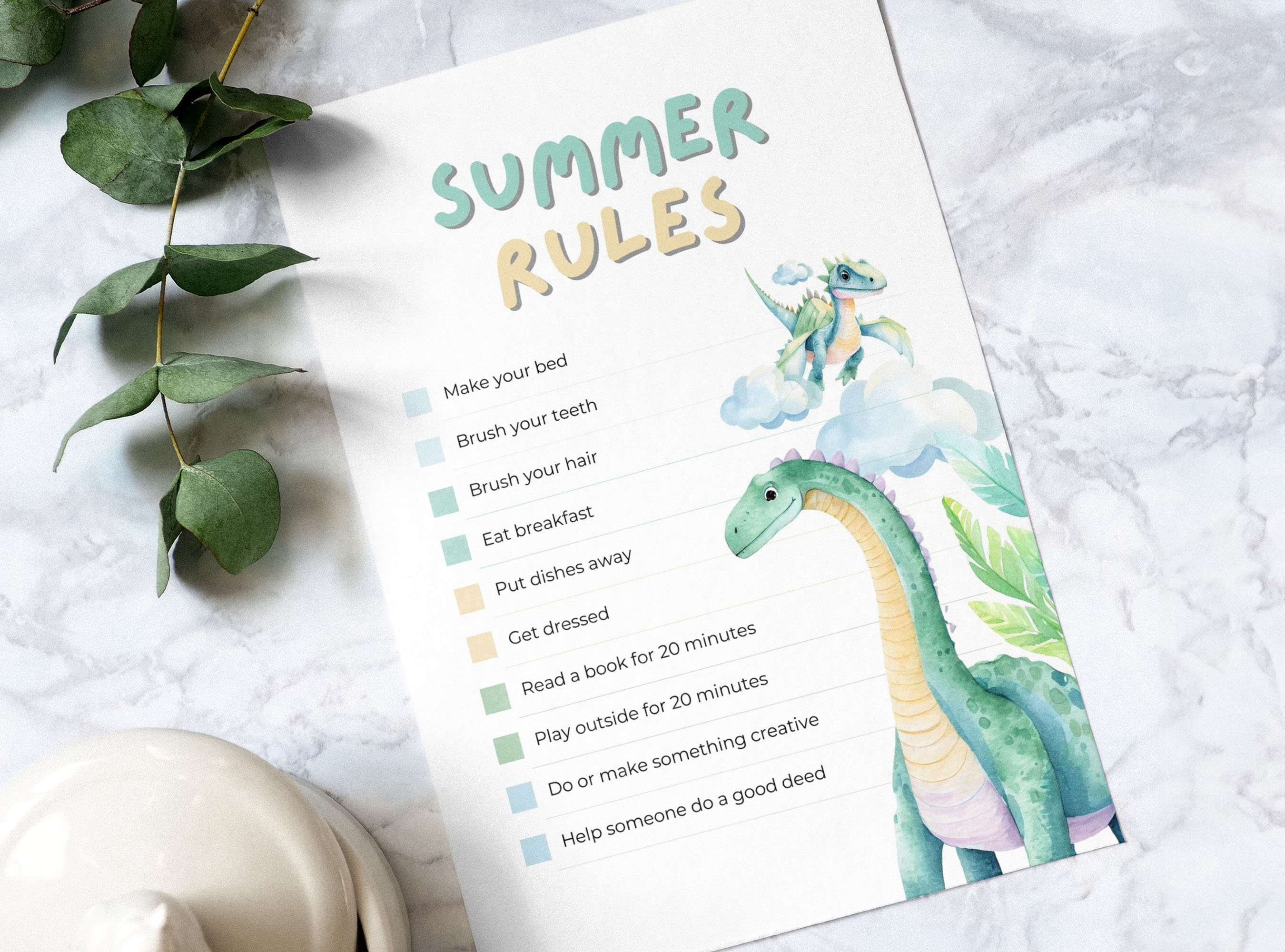 Editable Summer Rules, Printable Daily Checklist, Daily Routine ...