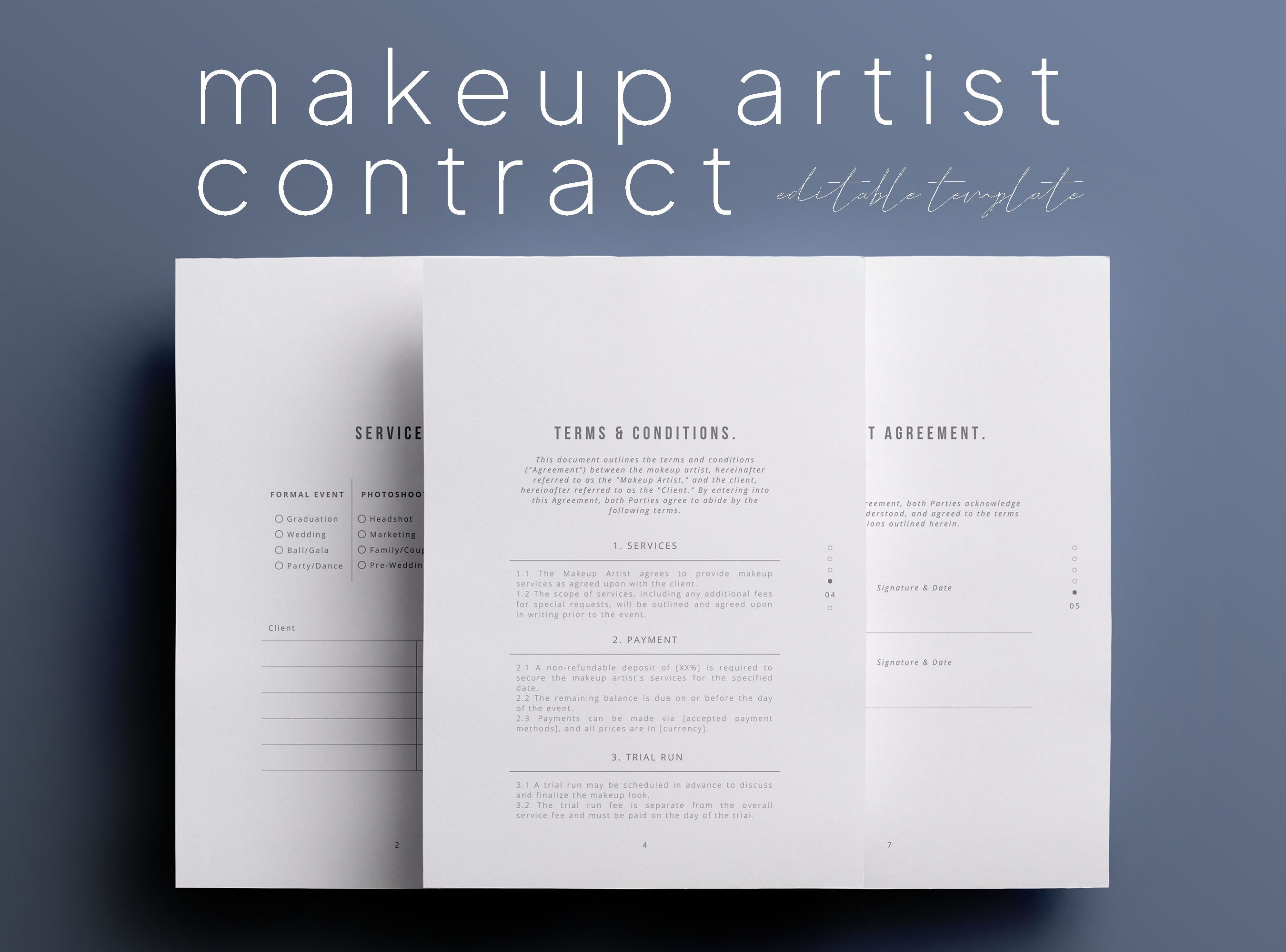 MUA Contract Template, Makeup Artist Contract, Makeup Contract ...