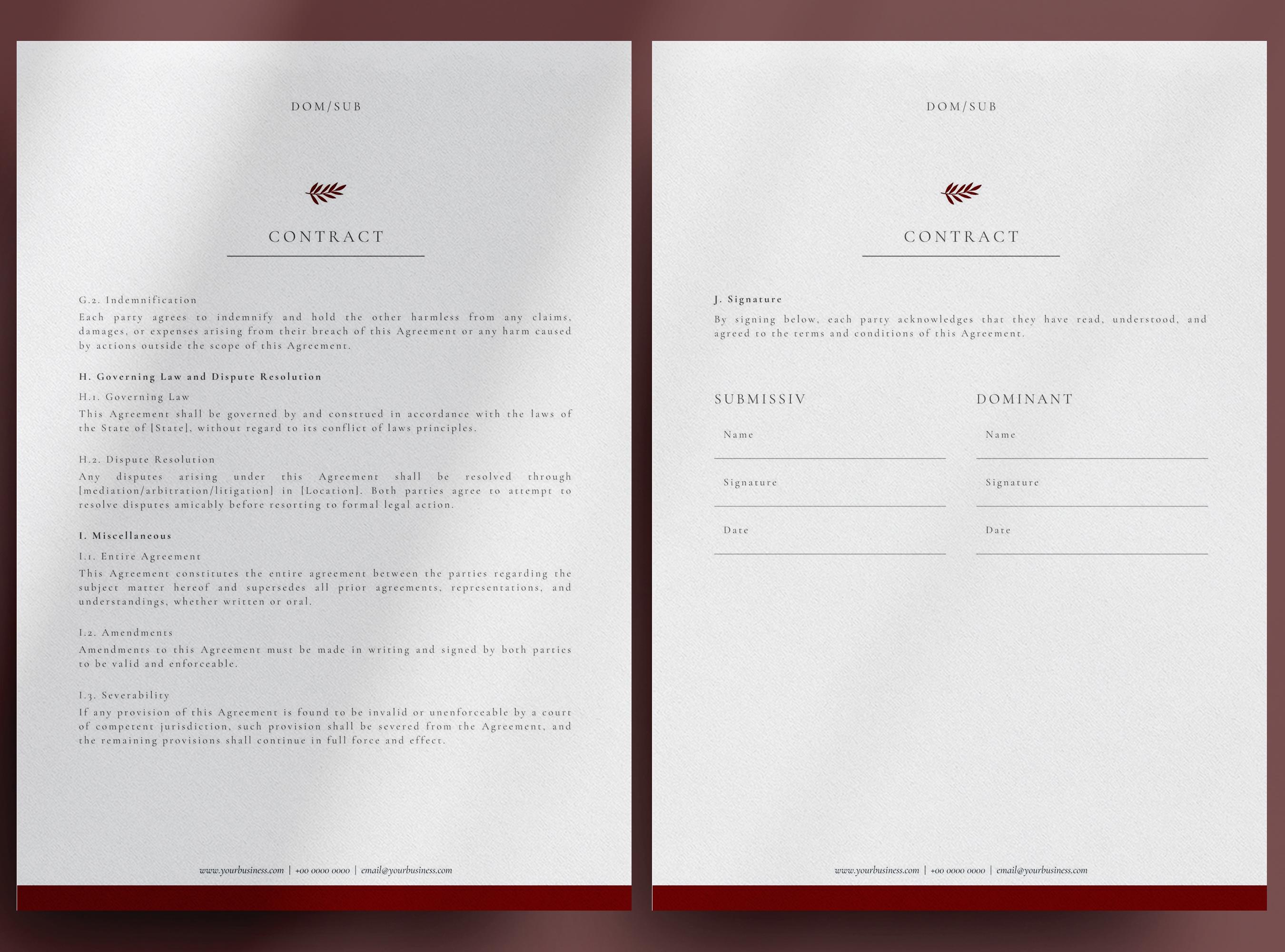 Dom/sub Relationship Contract Template: Editable BDSM Agreement for D/S ...