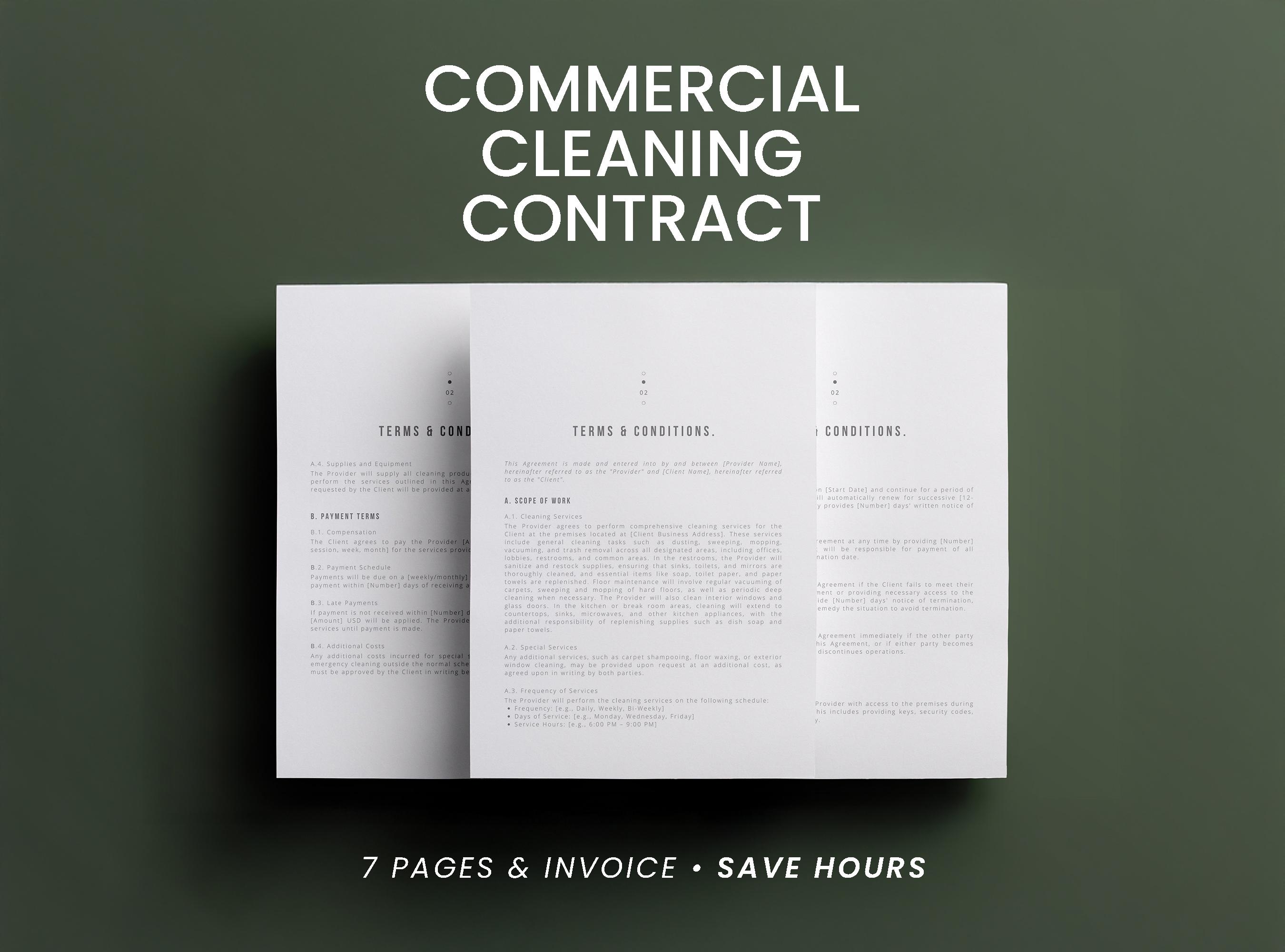 Commercial Cleaning Contract Template: Editable Services Agreement for ...
