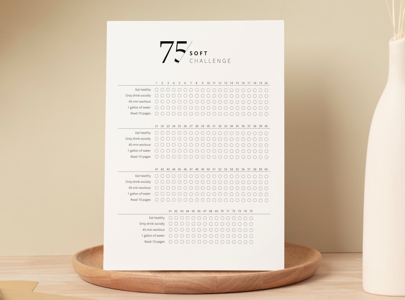 75 Soft Challenge Printable Bundle, 75 Easy Challenge, 75 Habit Tracker ...