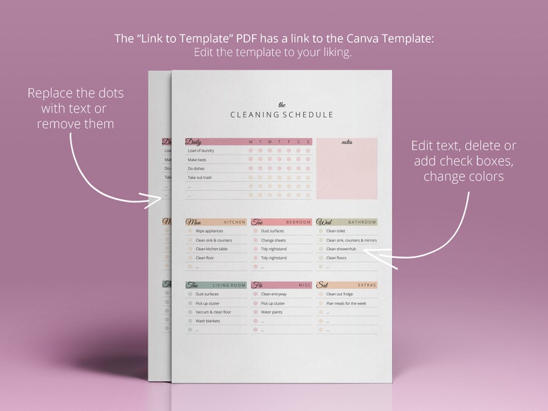 EDITABLE Cleaning Schedule A4, US Letter Cleaning Checklist Cleaning ...