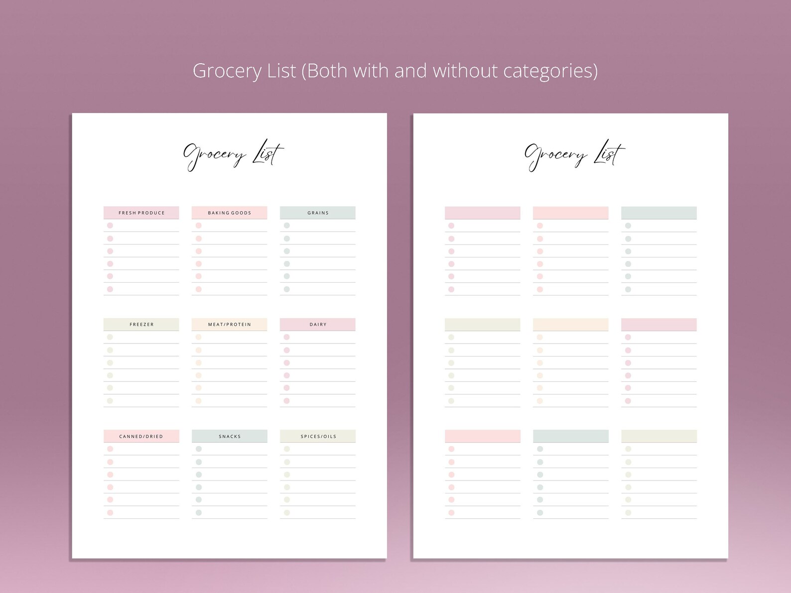 Editable Meal Planner W/ Grocery List and Recipe Card A4, US Letter ...