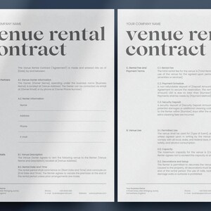 Venue Rental Agreement Template: Event Space Booking Contract - Etsy