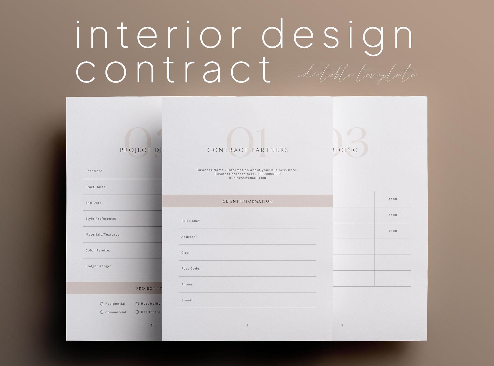 Interior Designer Client Contract, Interior Design Services Agreement ...