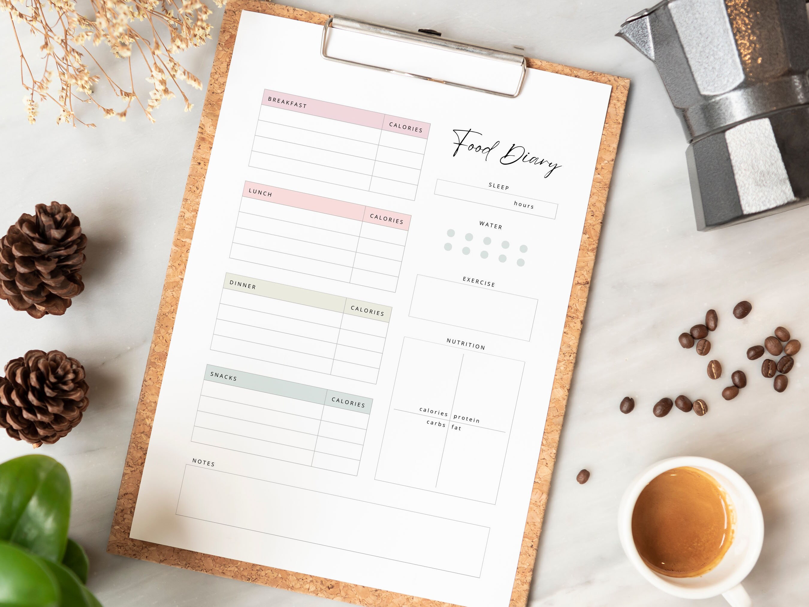 Editable Food Diary A4, US Letter Canva Template Meal Journal Daily ...