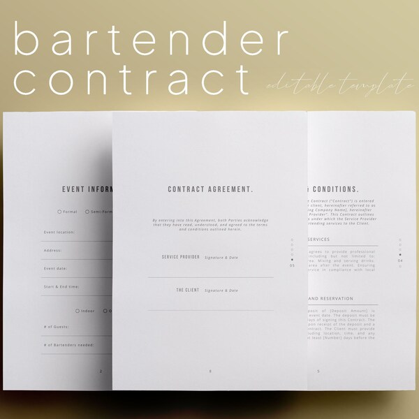 Bartender Contract - Etsy