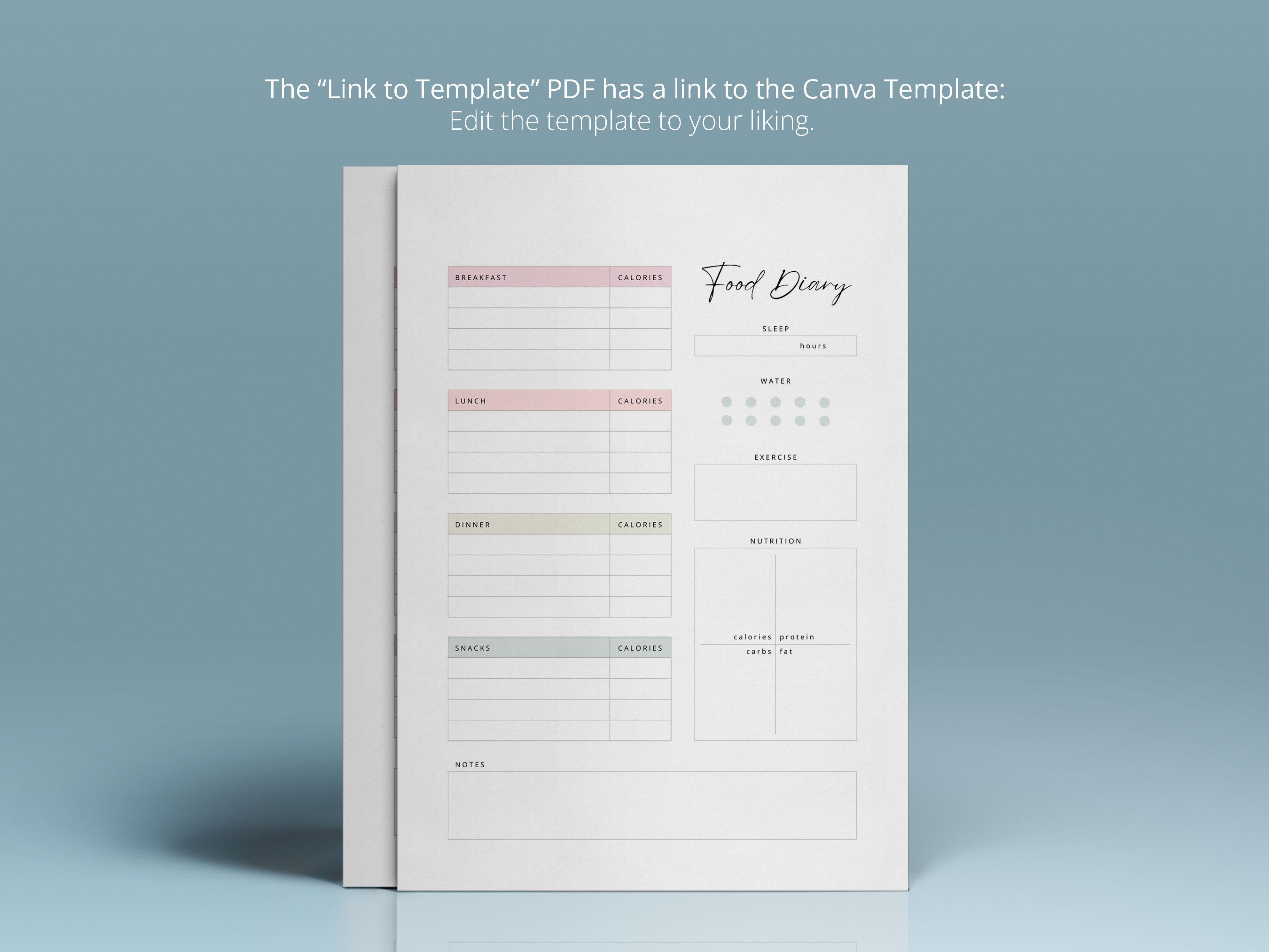 Editable Food Diary A4, US Letter Canva Template Meal Journal Daily ...