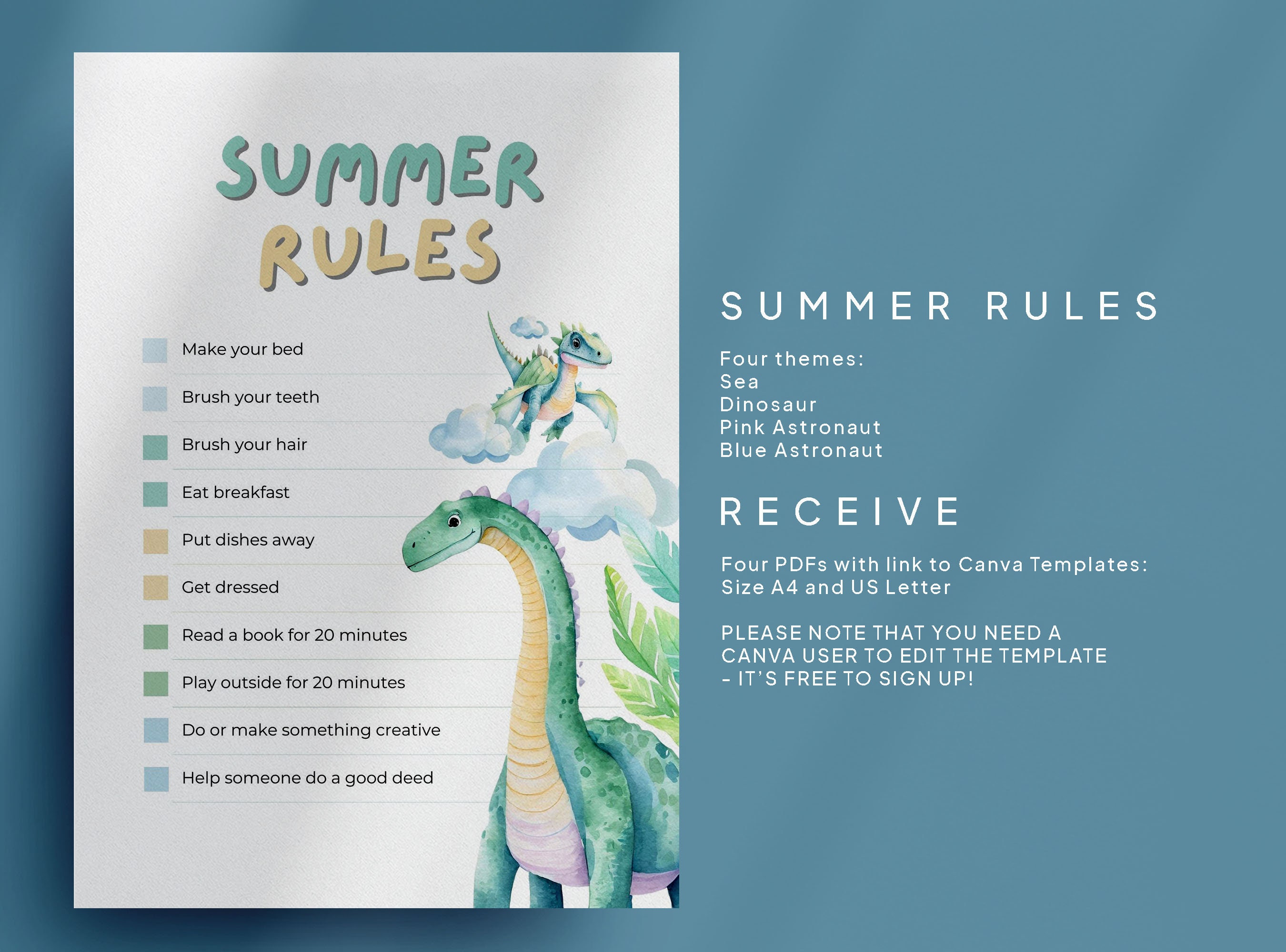 Editable Summer Rules, Printable Daily Checklist, Daily Routine ...
