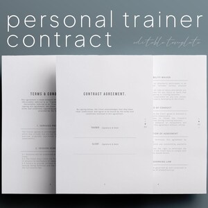 Personal Trainer Contract, Editable Fitness Services Agreement ...
