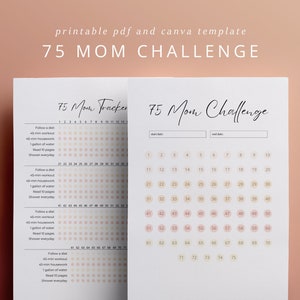 75 Mom Challenge Printable, 75 Mom Tracker, Editable Canva Template ...
