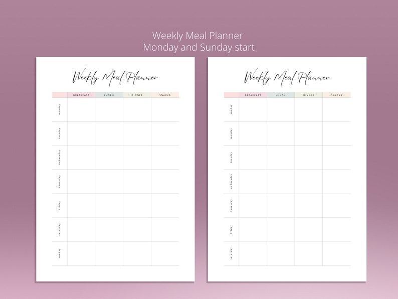 Editable Meal Planner W/ Grocery List and Recipe Card A4, US Letter ...