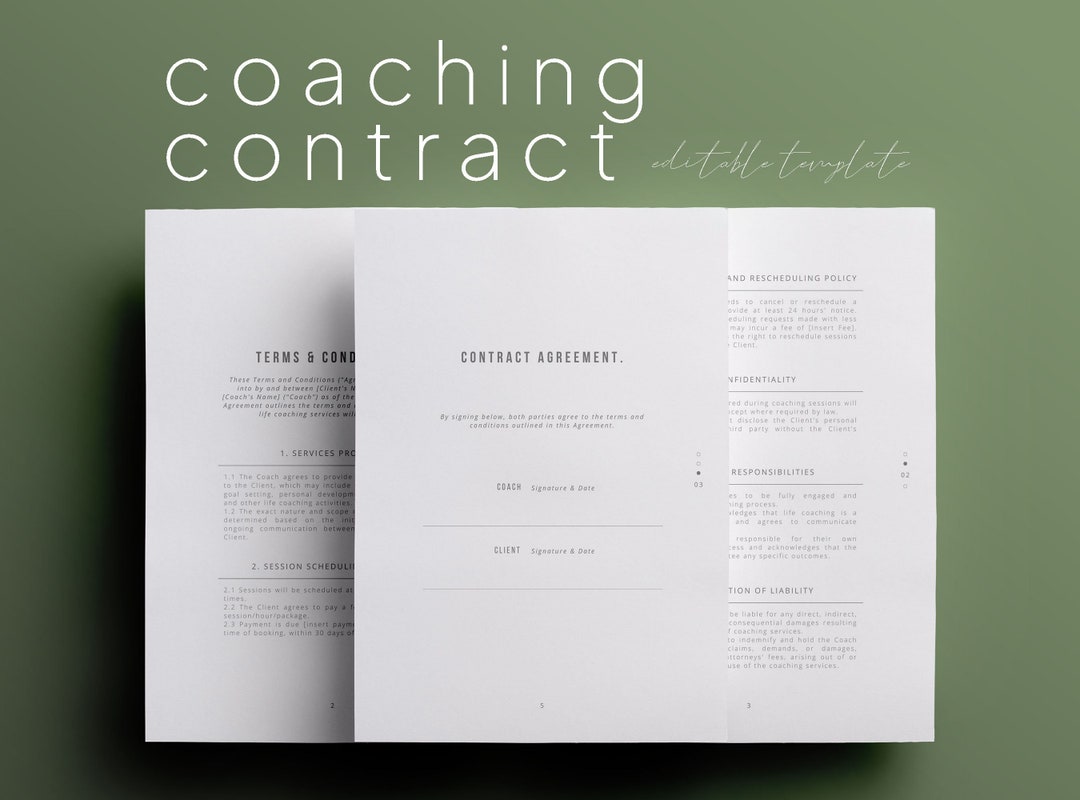 Life Coaching Contract Template, Editable Life Coach Agreement ...