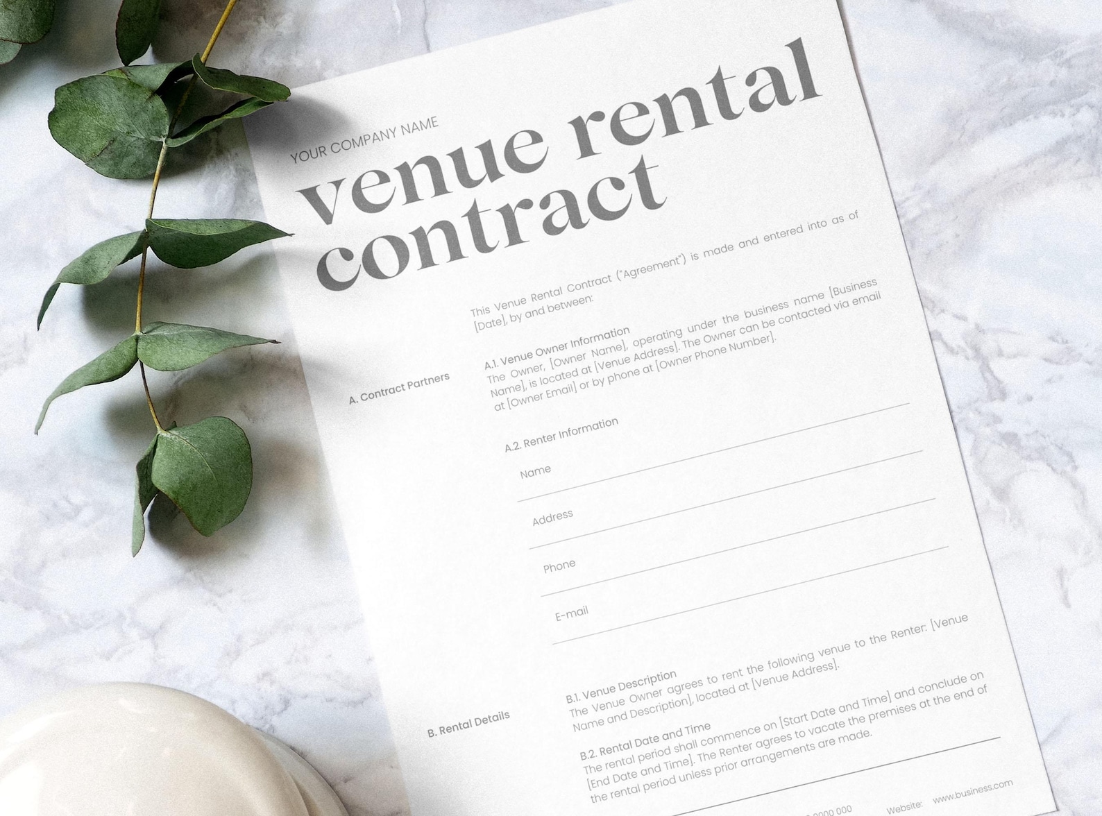 Venue Rental Agreement Template: Event Space Booking Contract - Etsy