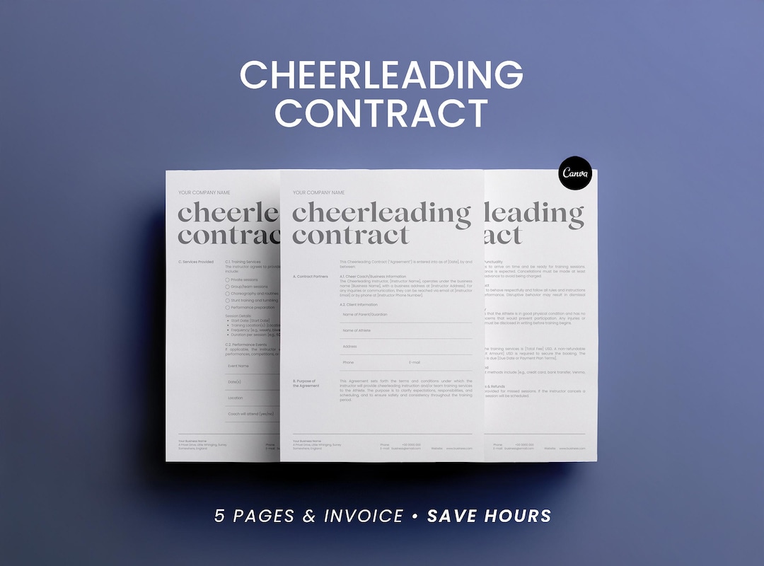Cheerleading Contract Template: Editable Agreement for Coaches, Parents ...