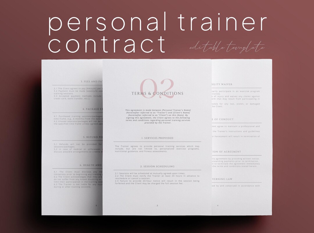 Personal Trainer Contract, Editable Fitness Services Agreement ...