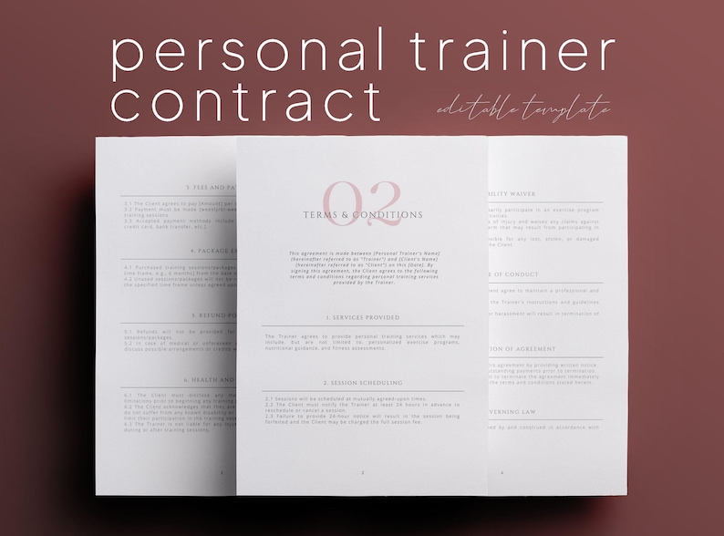 Personal Trainer Contract, Editable Fitness Services Agreement ...