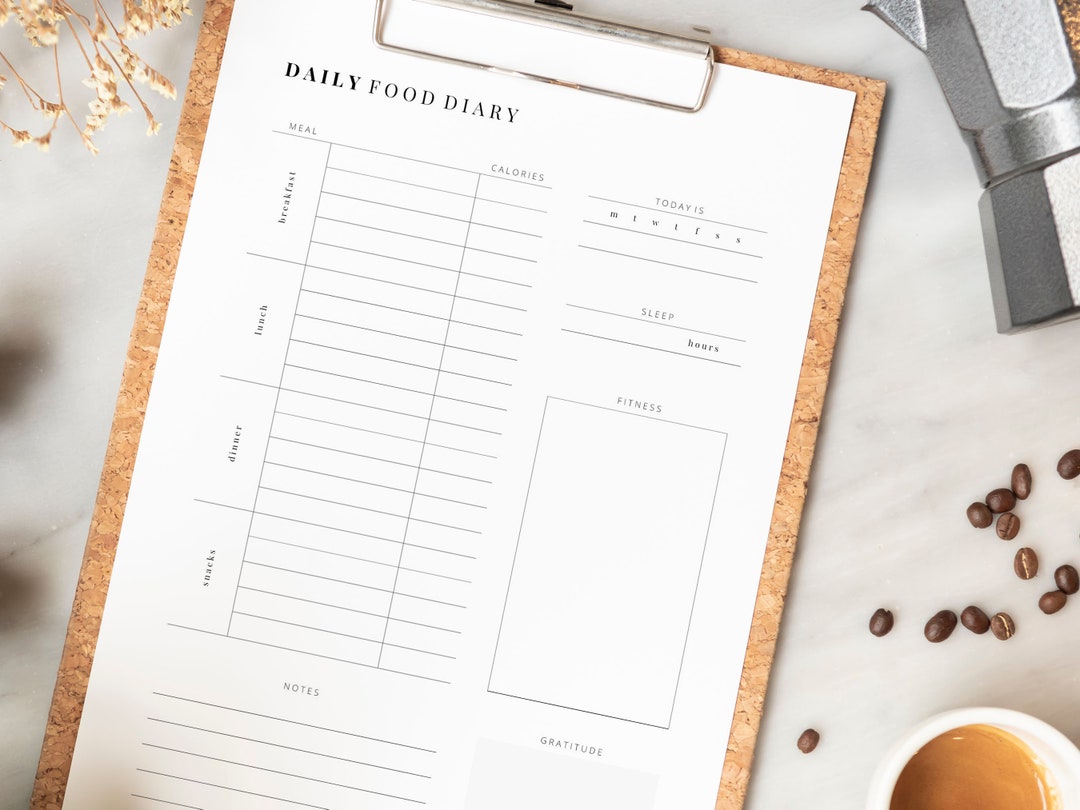 EDITABLE Food Diary Daily & Weekly Size A4, US Letter Editable Canva ...