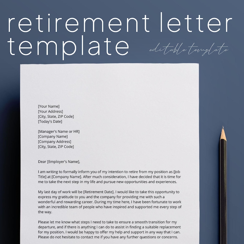 Sample of a Retirement Letter - Etsy
