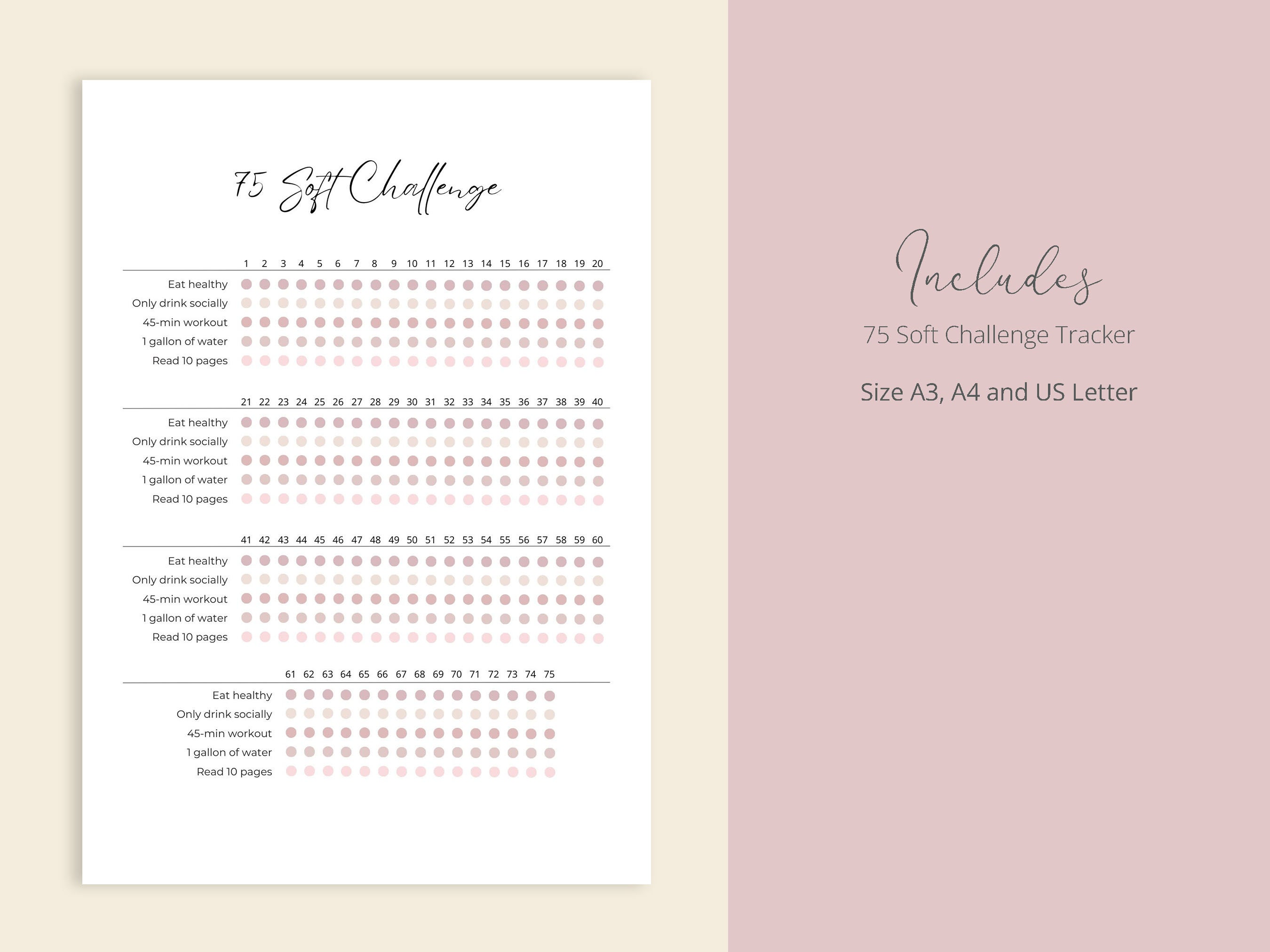 EDITABLE 75 Soft Tracker Template | Size A3, A4, US Letter | Canva ...