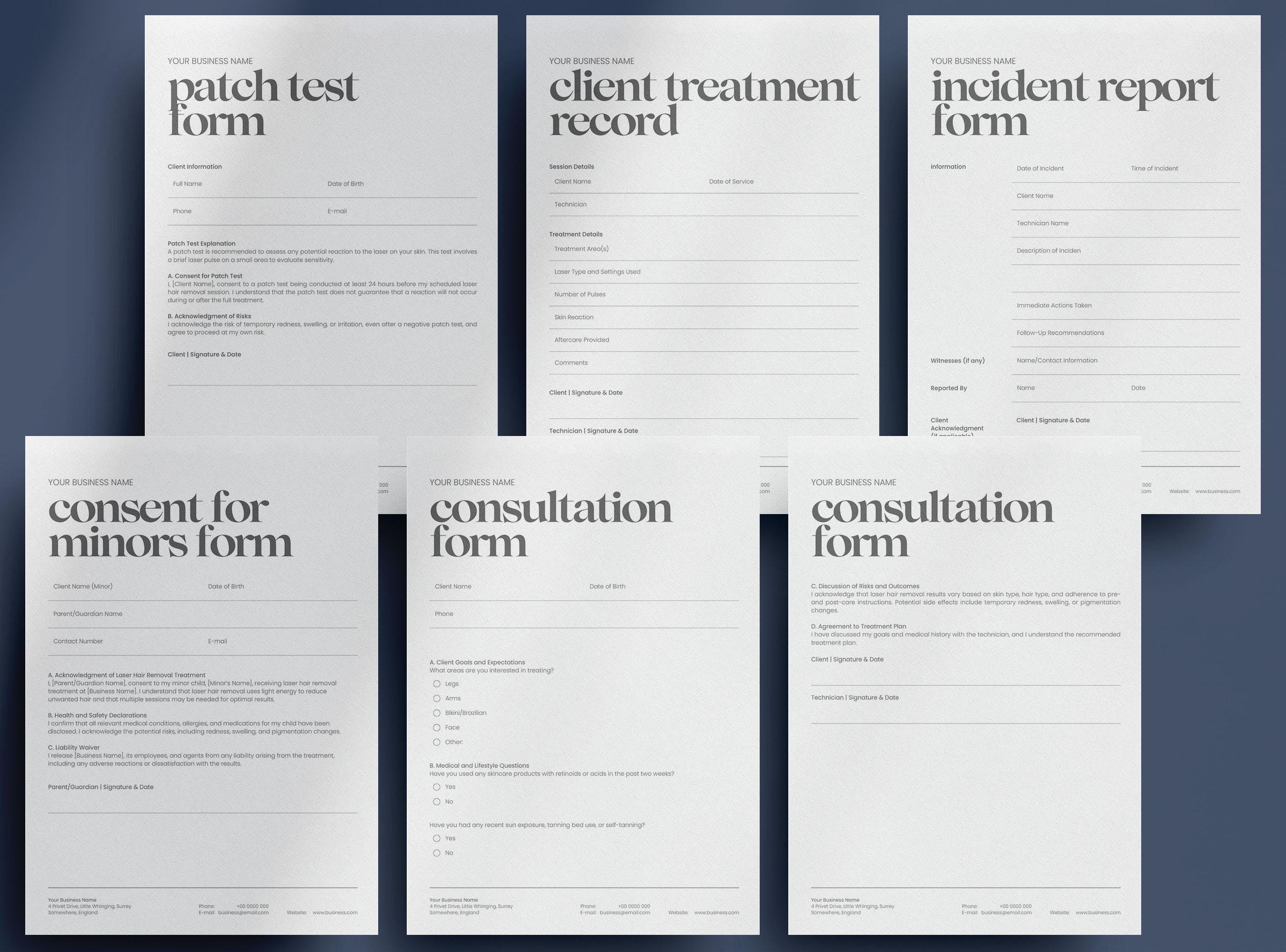 Laser Hair Removal Consent Forms, Editable Laser Hair Reduction Form ...