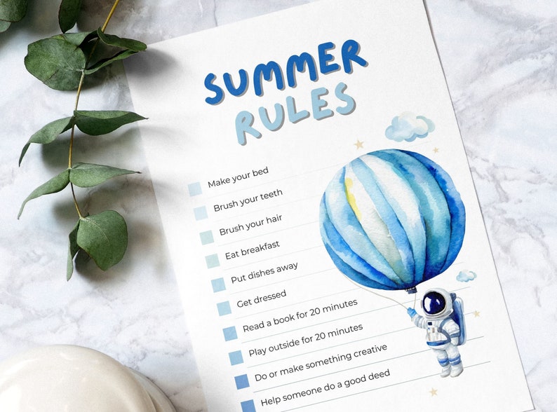 Editable Summer Rules, Printable Daily Checklist, Daily Routine ...