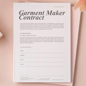 Custom Garment Contract, Tailor Made Clothing Agreement, Bespoke ...